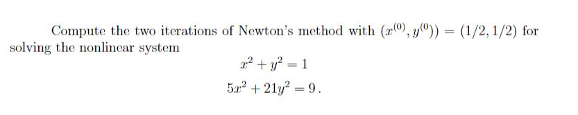 Solved Compute the two iterations of Newton's method with | Chegg.com