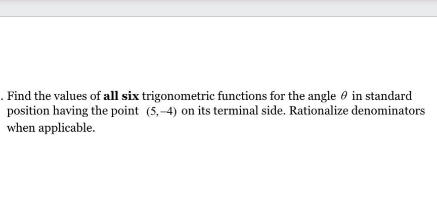 Find the values of all six trigonometric functions | Chegg.com