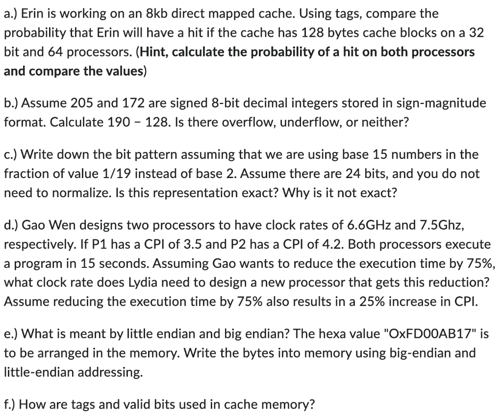 Solved a.) Erin is working on an 8kb direct mapped cache. | Chegg.com