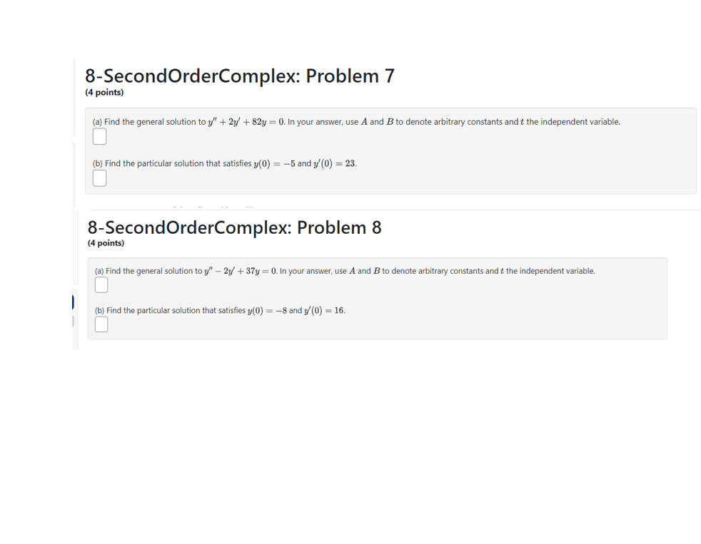 Solved 8-SecondOrderComplex: Problem 7 (4 points) (a) Find | Chegg.com