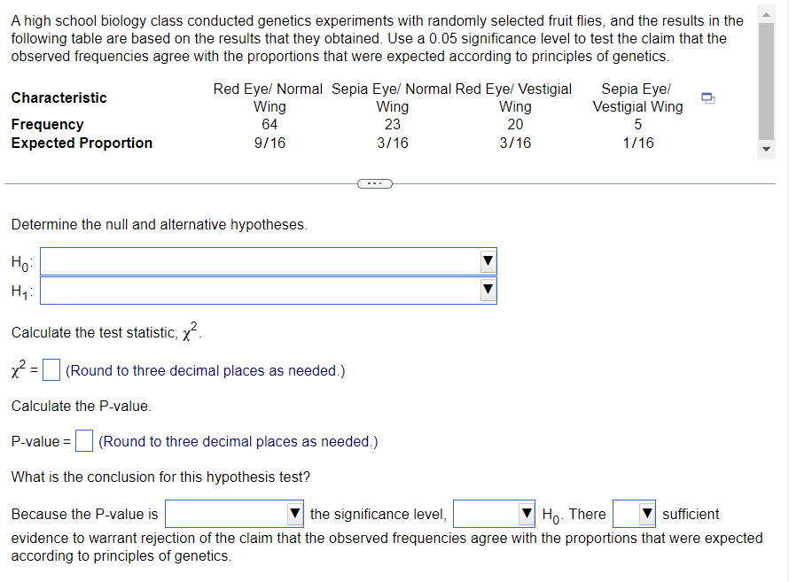 Solved A high school biology class conducted genetics | Chegg.com