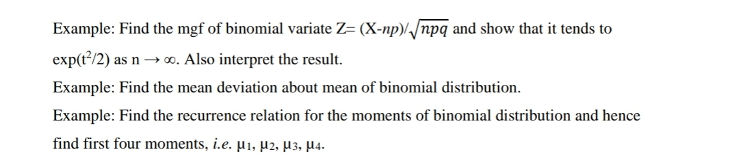 Solved Example: Find the mgf of binomial variate | Chegg.com