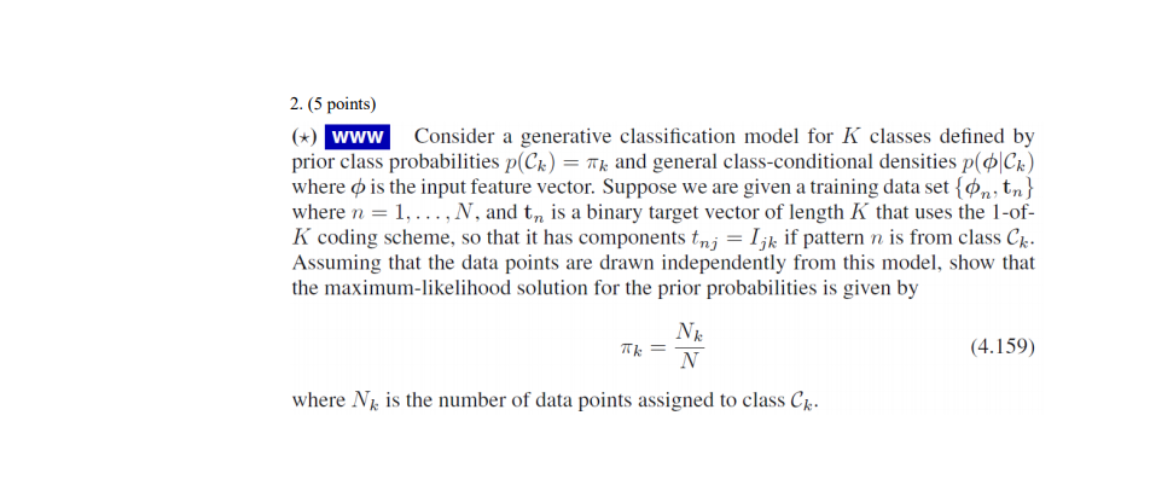 Solved 2. (5 points) (*) www Consider a generative | Chegg.com