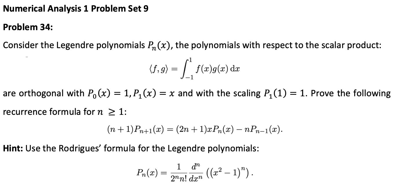 Solved Numerical Analysis 1 Problem Set 9 Problem 34: | Chegg.com