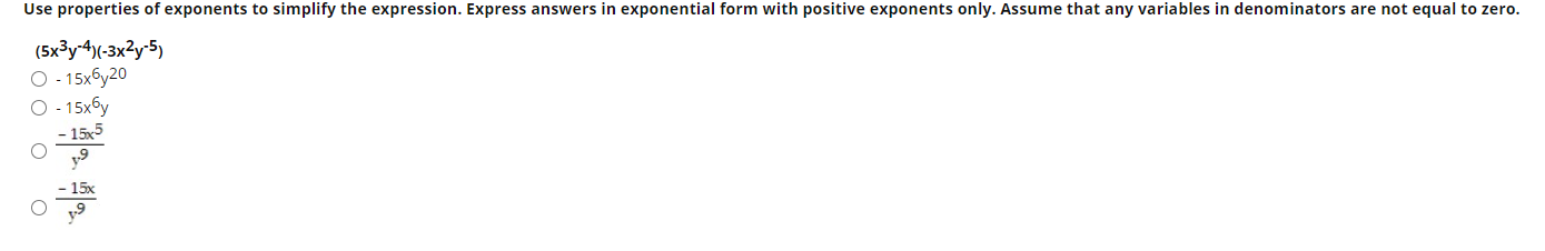 Solved Use properties of exponents to simplify the | Chegg.com