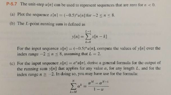 Solved P-5.7 The unit-step uln] can be used to represent | Chegg.com