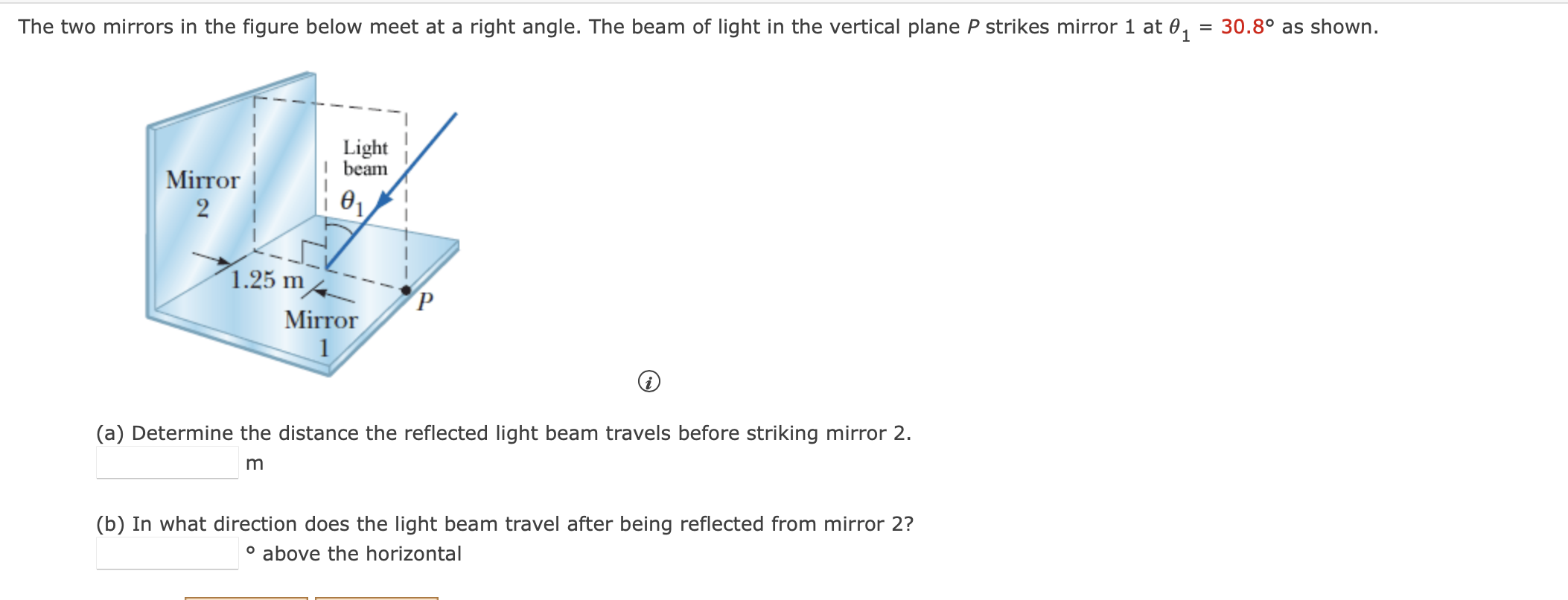 Solved vo mirrors in the figure below meet at a right angle. | Chegg.com