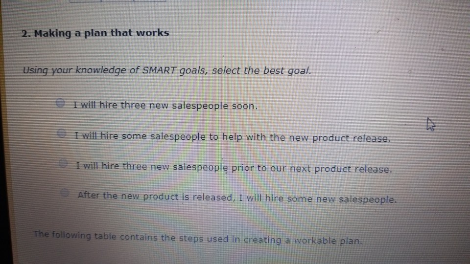 Solved 2. Making a plan that works Using your knowledge of | Chegg.com
