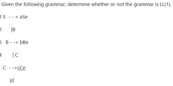 Solved Given the following grammar, determine whether or not | Chegg.com