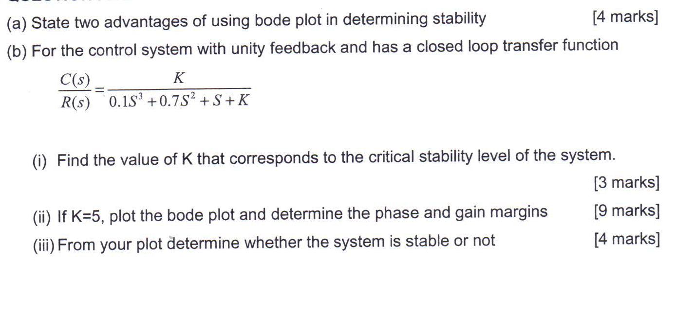 Solved (a) State two advantages of using bode plot in | Chegg.com