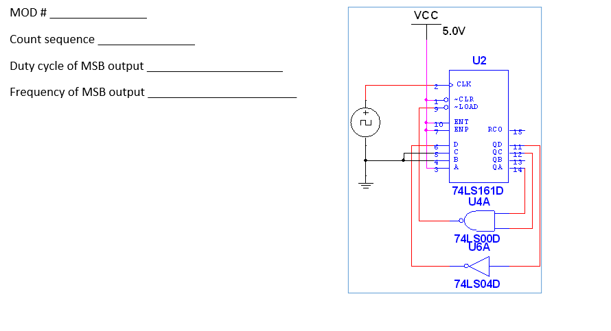 Solved MOD \# Count sequence Duty cycle of MSB output . | Chegg.com