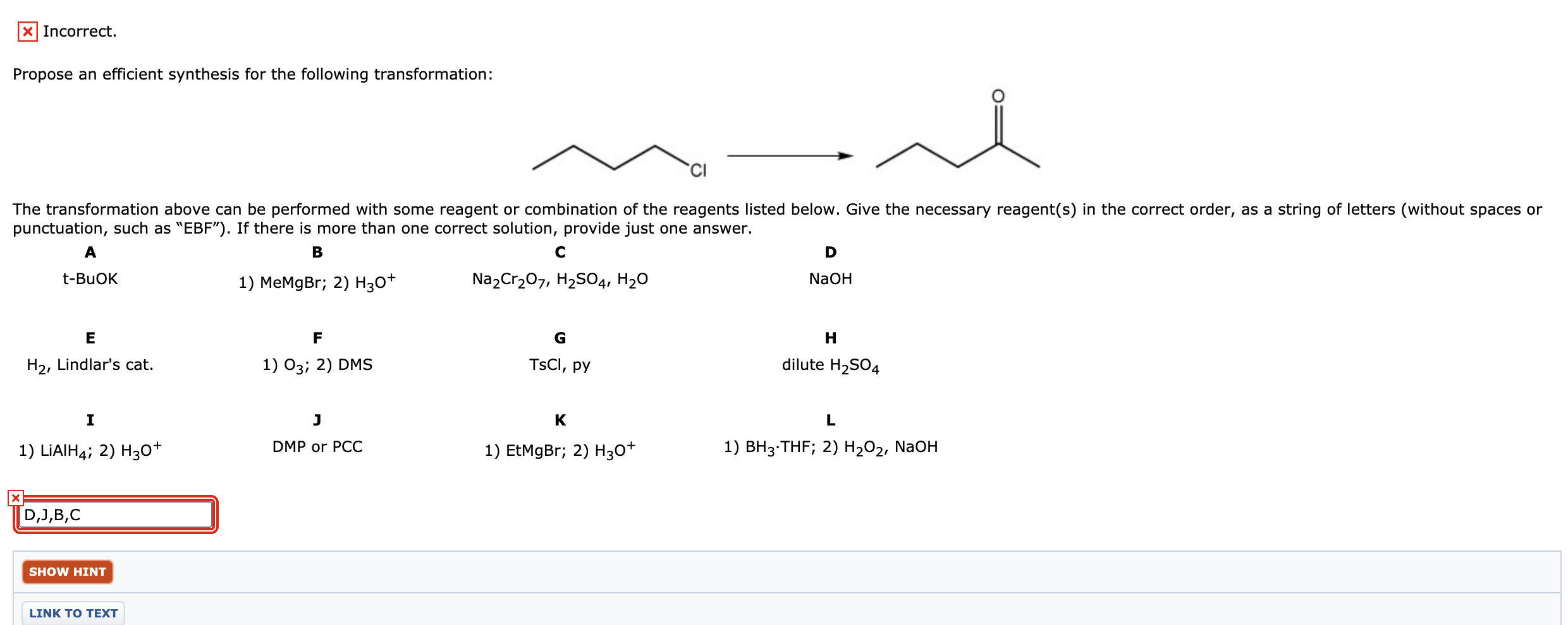 Solved X Incorrect. Propose an efficient synthesis for the | Chegg.com