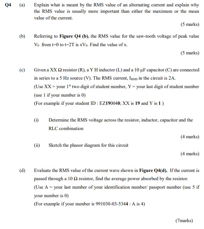 Solved Q4 Explain what is meant by the RMS value of an | Chegg.com