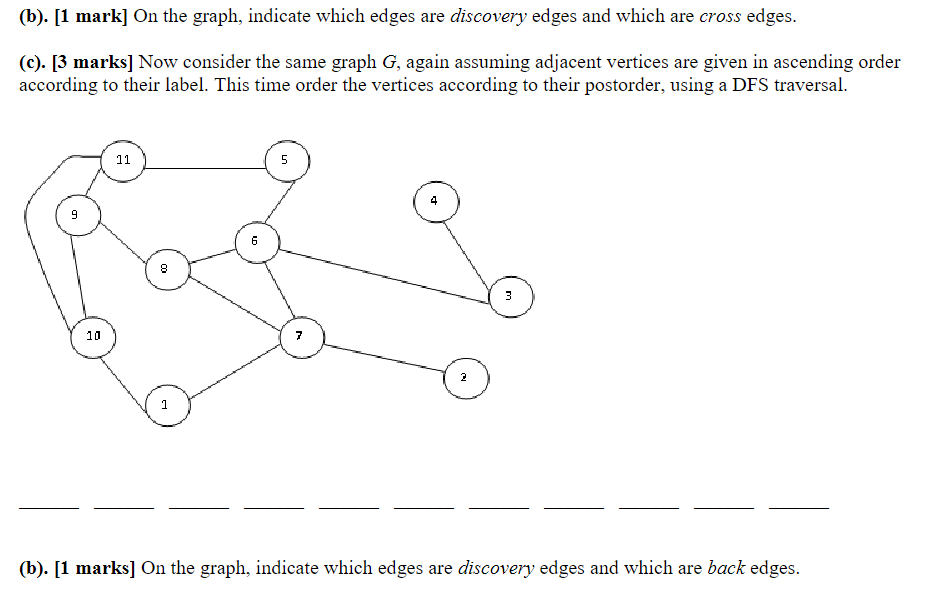 Solved 7. (a). [3 marks] Consider the following undirected | Chegg.com