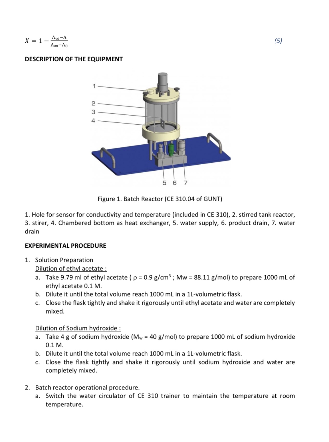 ISOTHERMAL OPERATION OF BATCH REACTOR OBJECTIVE: 1. | Chegg.com