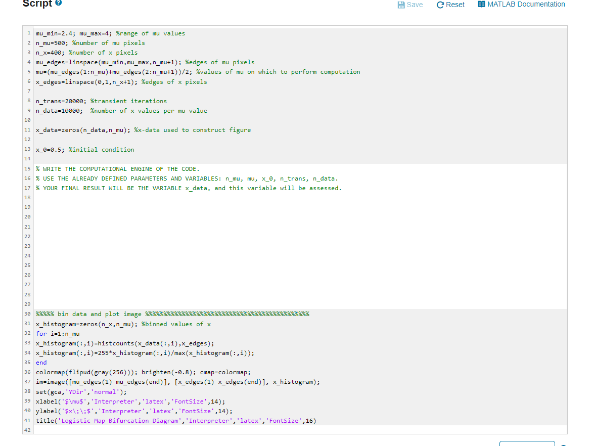 Solved Bifurcation Diagram for the Logistic Map My Solutions | Chegg.com