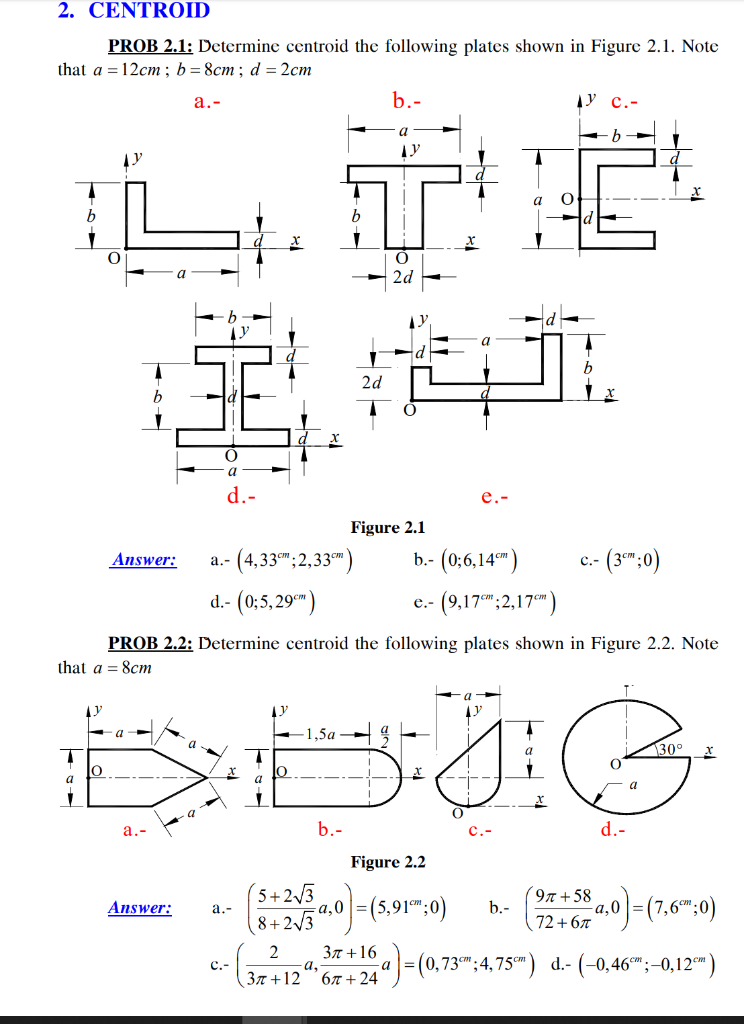 Solved Please explain how to solve. 2.1) Determine centroid | Chegg.com