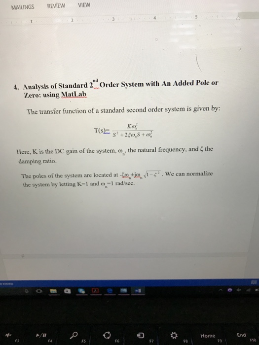 Solved Analysis of Standard 2^nd Order System with An Added | Chegg.com