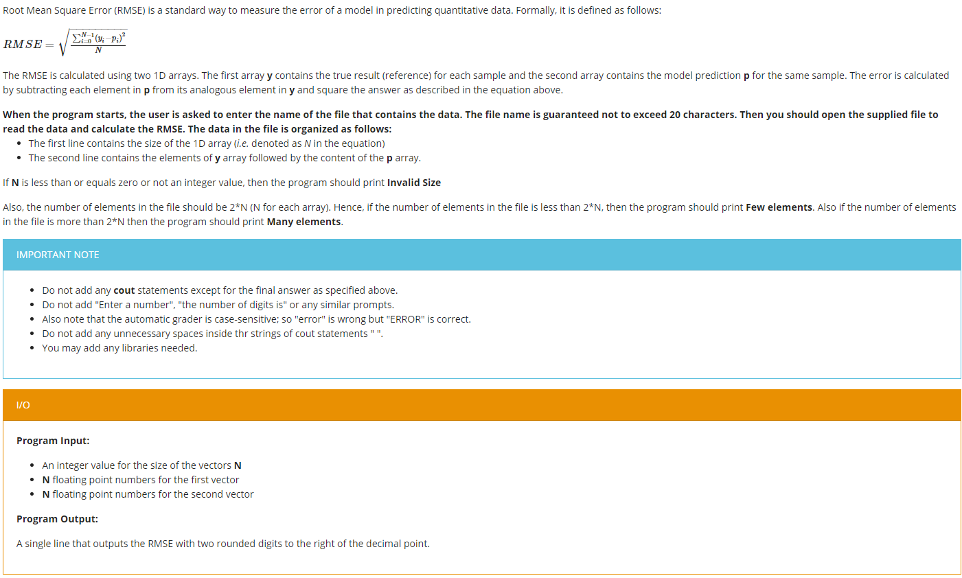 Solved Root Mean Square Error (RMSE) is a standard way to | Chegg.com