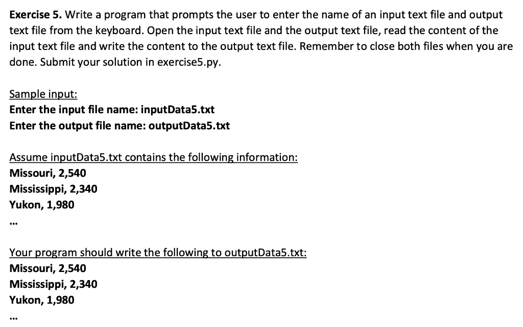 Solved Exercise 5. Write a program that prompts the user to | Chegg.com