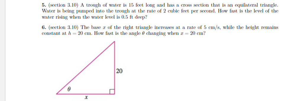 Solved Can I have help with those related rates problems. | Chegg.com
