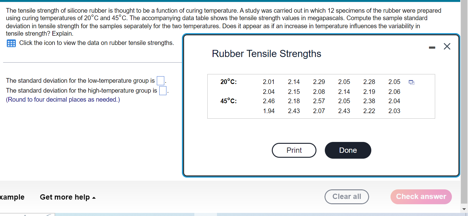 Solved The tensile strength of silicone rubber is thought to | Chegg.com