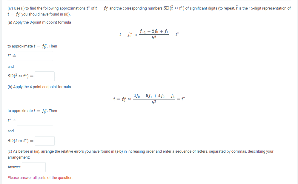 (iv) Use (i) to find the following approximations t∗ | Chegg.com