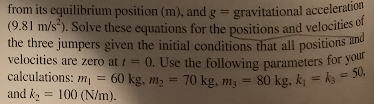 Solved 25.26 Three linked bungee jumpers are depicted in | Chegg.com