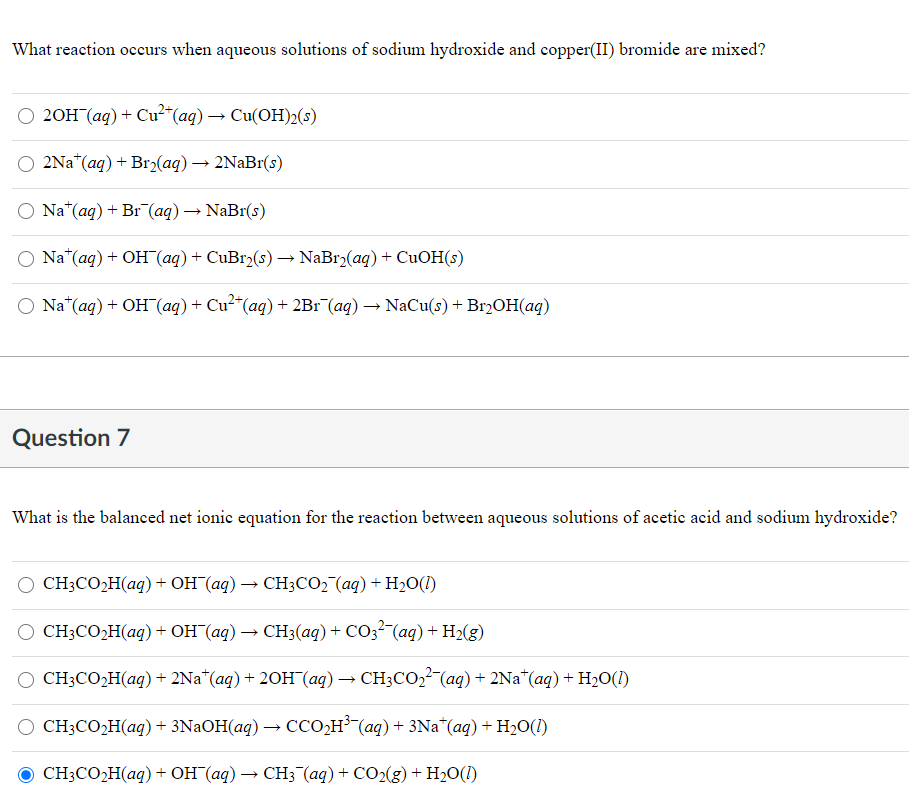 Solved What reaction occurs when aqueous solutions of sodium | Chegg.com