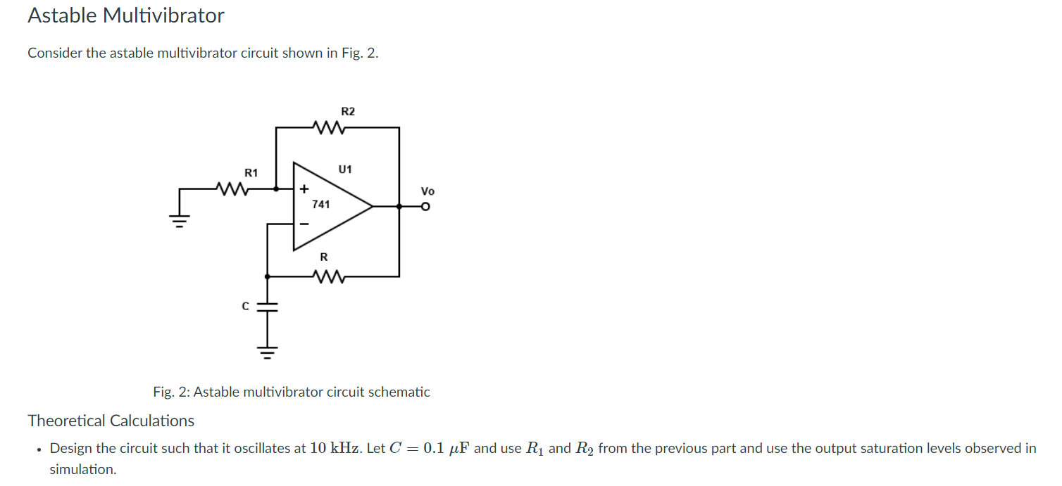 Solved Astable Multivibrator Consider the astable | Chegg.com