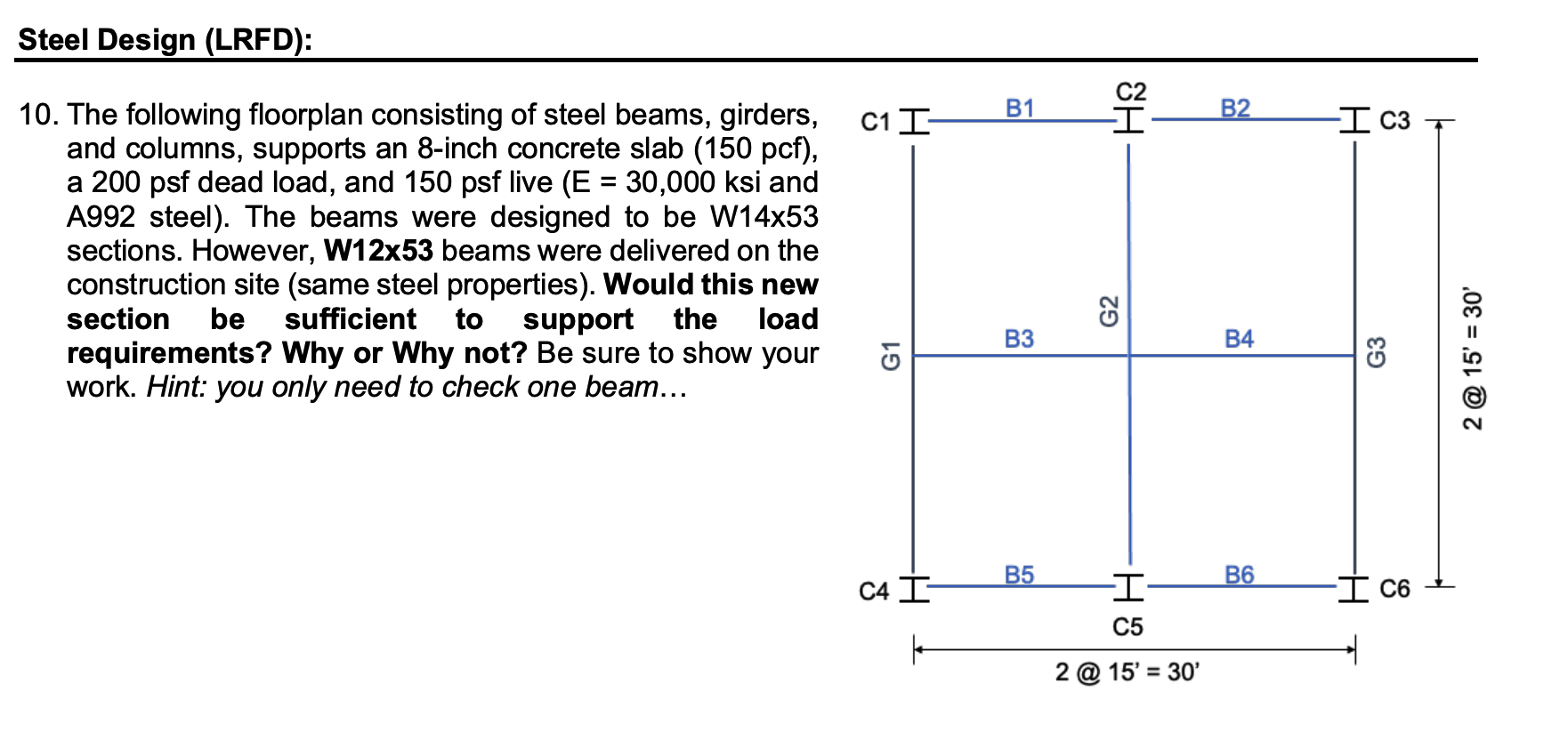 Solved Steel Design: The following floorplan consisting of | Chegg.com