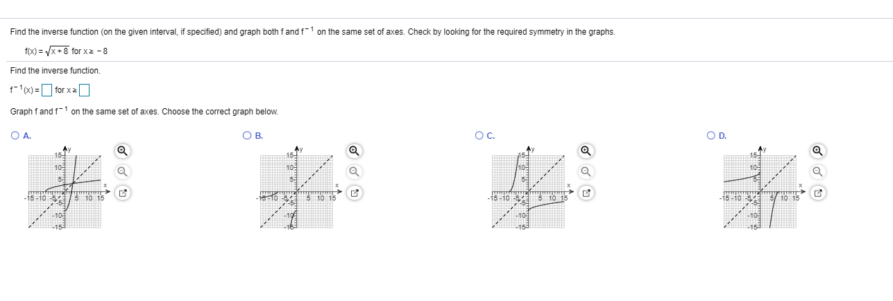 Solved Find the inverse function (on the given interval, if | Chegg.com