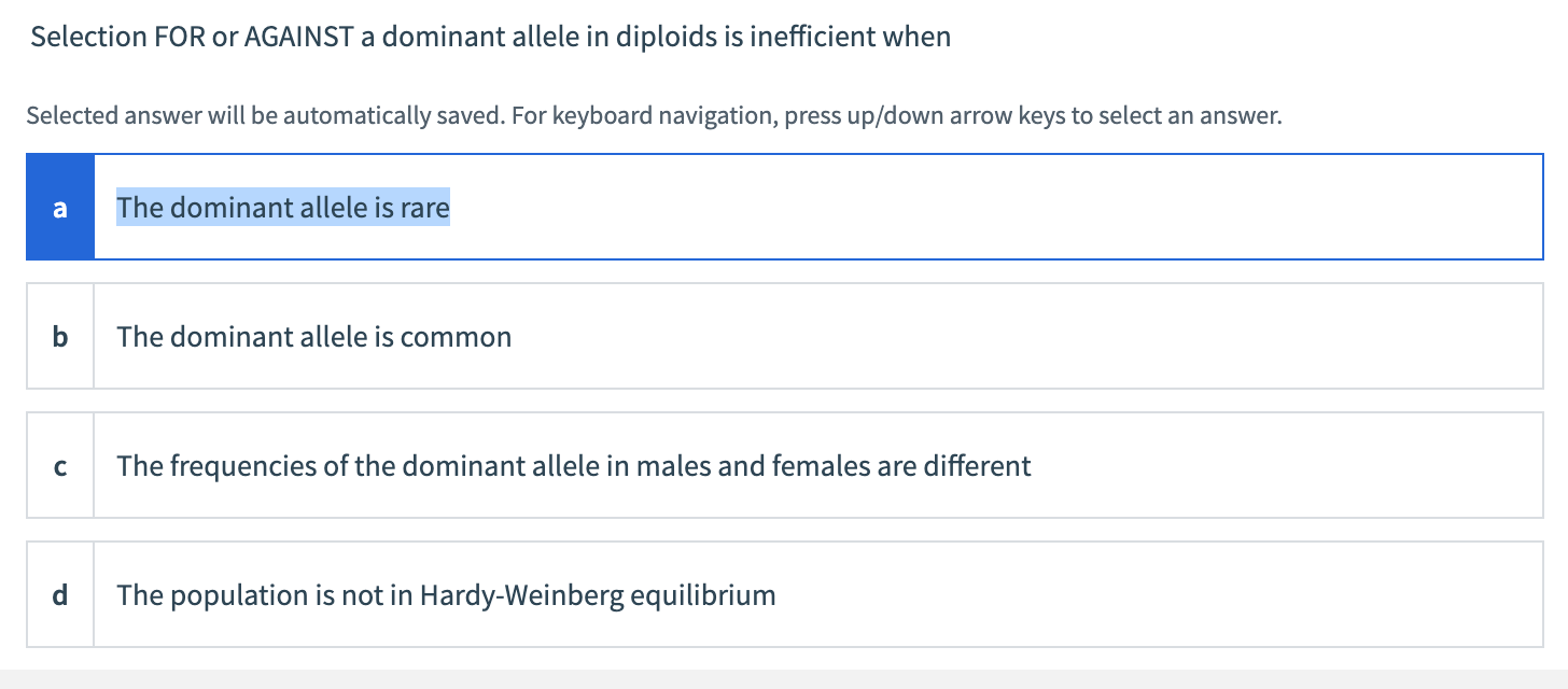 Solved Selection FOR or AGAINST a dominant allele in | Chegg.com