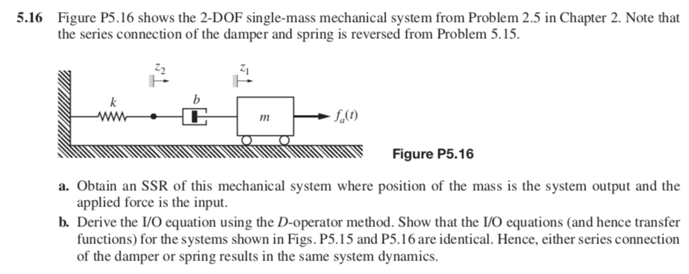 Solved 5.16 Figure P5.16 shows the 2-DOF single-mass | Chegg.com