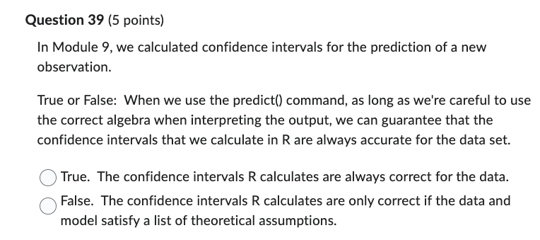Question 39 (5 points) In Module 9, we calculated | Chegg.com