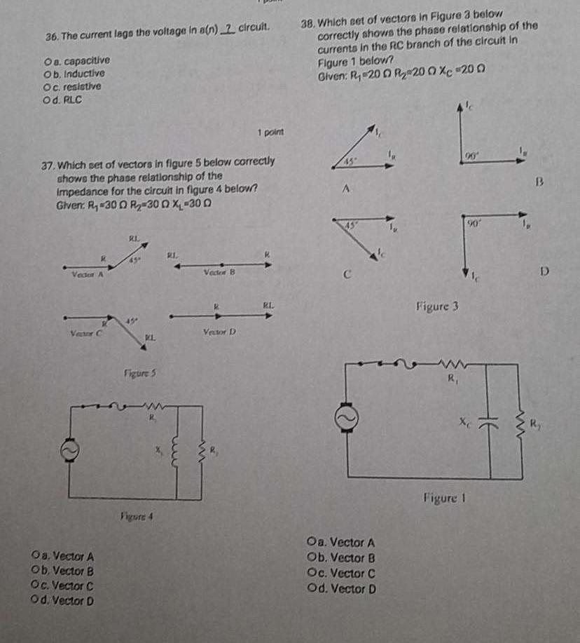 Solved 36. The current lags the voltage in θ(Ω) ? clrcult. | Chegg.com