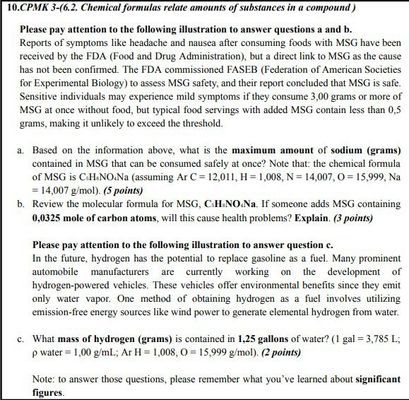 Solved 10.CPMK 3-(6.2. Chemical formulas relate amounts of | Chegg.com