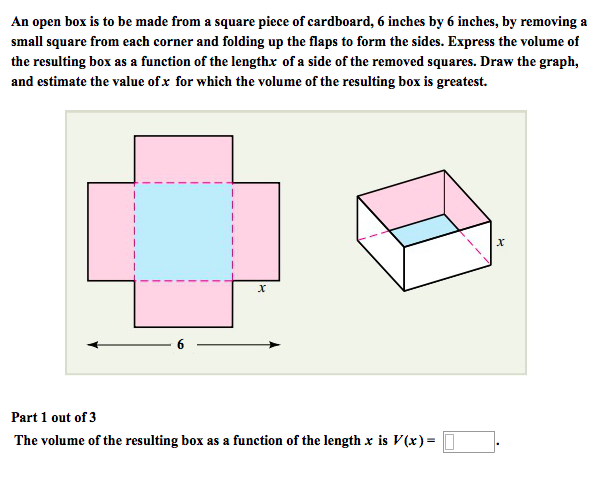 Solved An open box is to be made from a square piece of | Chegg.com