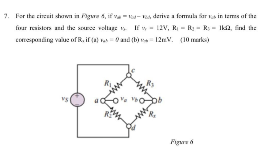 Solved For the circuit shown in Figure 6, if vab=vad−vbd, | Chegg.com