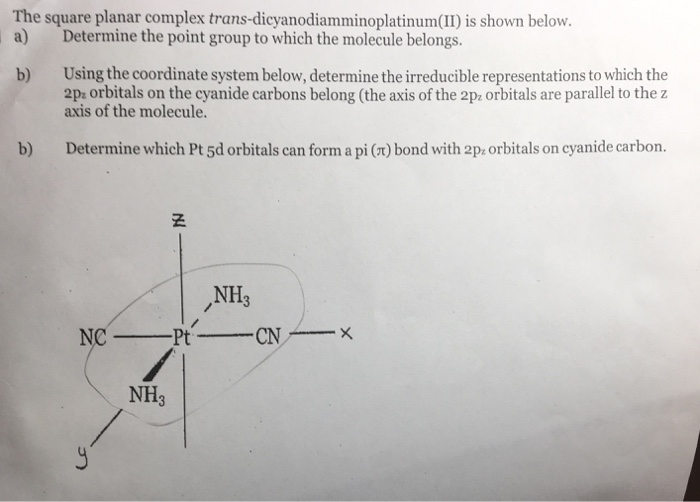 Solved The square planar complex | Chegg.com