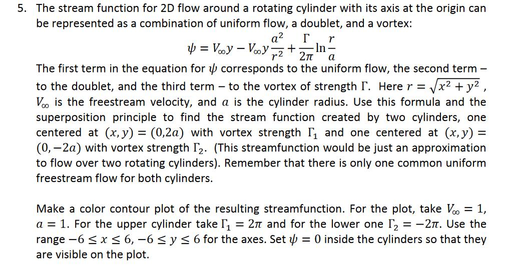5. The stream function for 2D flow around a rotating | Chegg.com