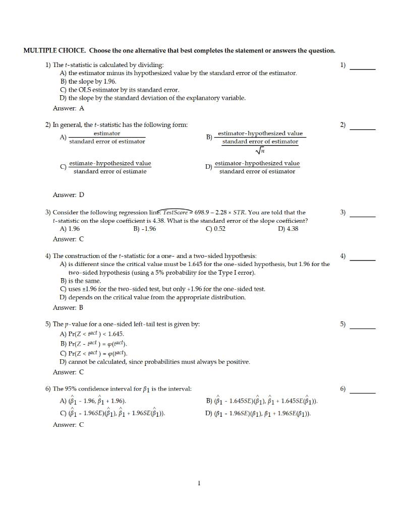 Solved MULTIPLE CHOICE. Choose the one alternative that best | Chegg.com