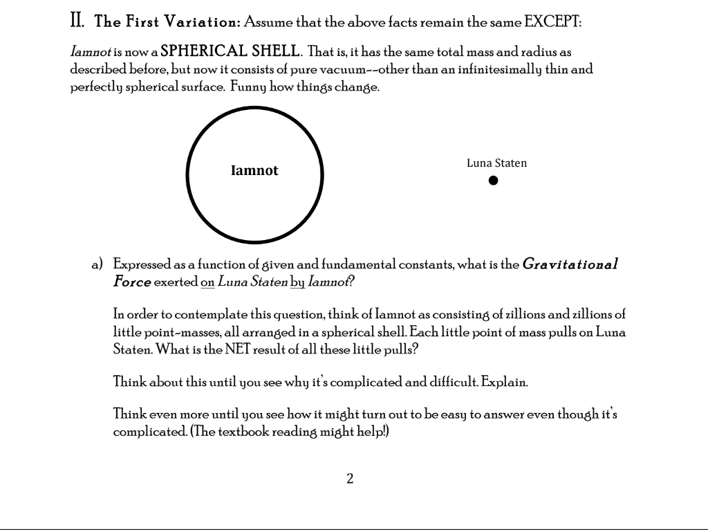 Solved II. The First Variation: Assume that the above facts | Chegg.com