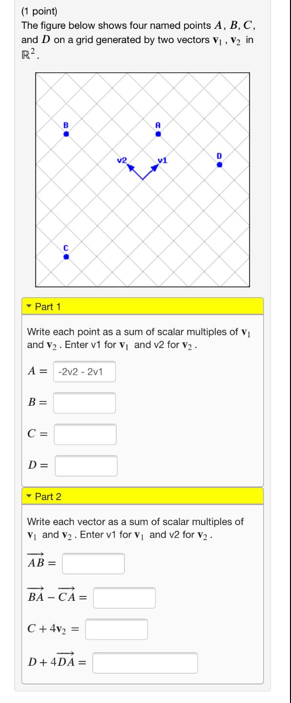 Solved (1 point) The figure below shows four named points A, | Chegg.com