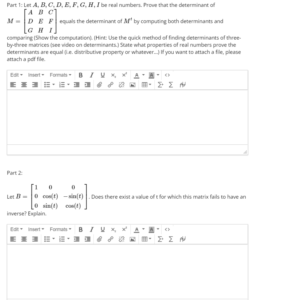 Solved Part 1: Let A,B,C,D,E,F,G,H,I be real numbers. Prove | Chegg.com
