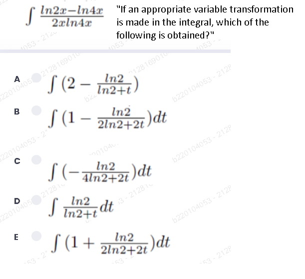 Solved ∫2xln4xln2x−ln4x "If an appropriate variable | Chegg.com