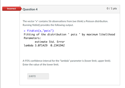 Solved The vector " x " contains 56 observations from (we | Chegg.com