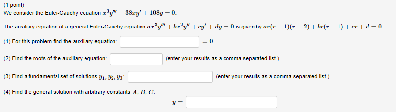 Solved We consider the Euler-Cauchy equation | Chegg.com
