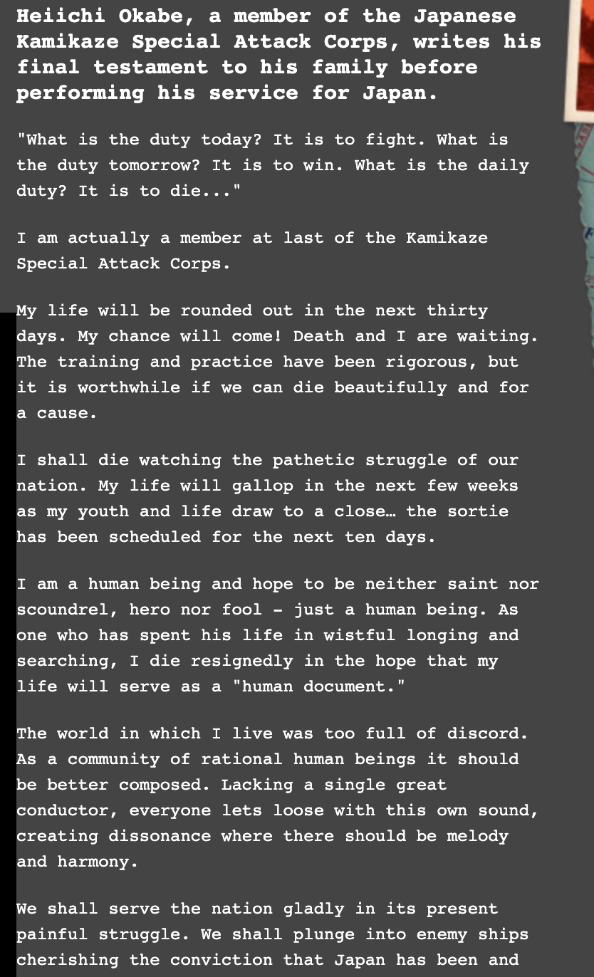 Heichi Okabe, a member of the Japanese Kamikaze | Chegg.com