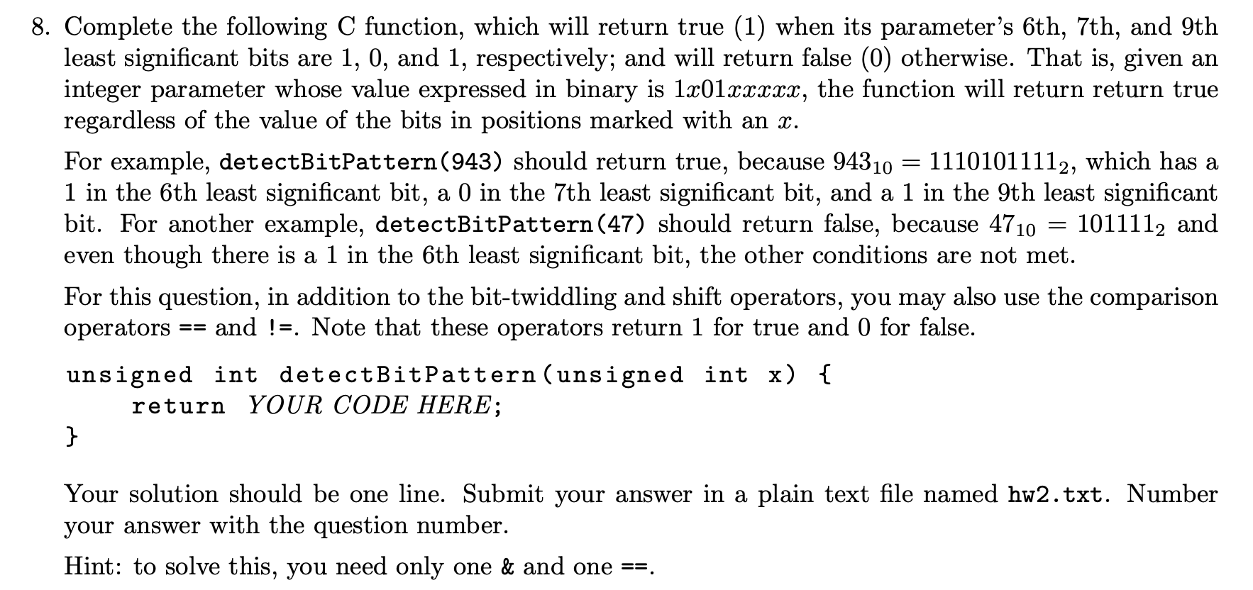 Solved = 8. Complete the following C function, which will | Chegg.com